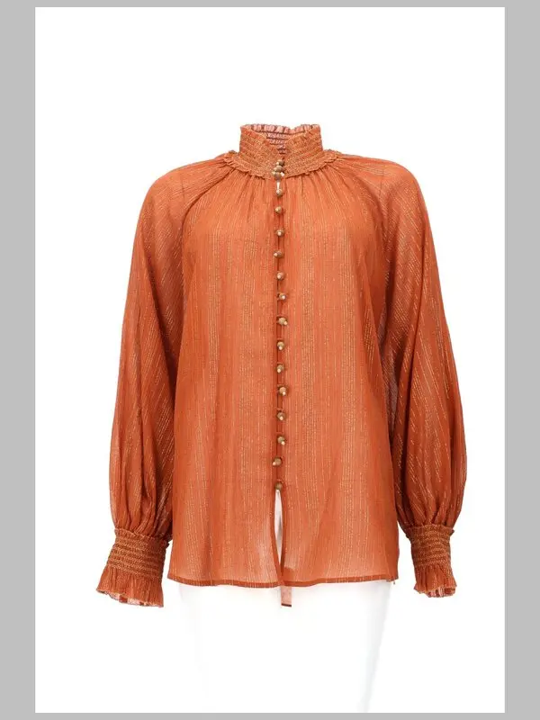 Zimmermann Aster Cotton-silk Metallic Blouse - Orange