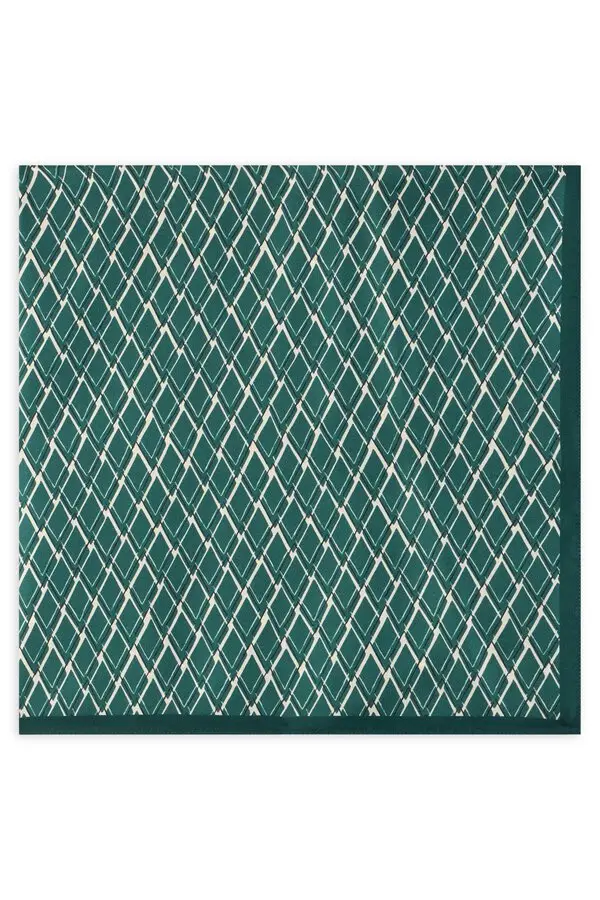 SLOWEAR 60x60cm Silk Scarf With Geometric Pattern - Green