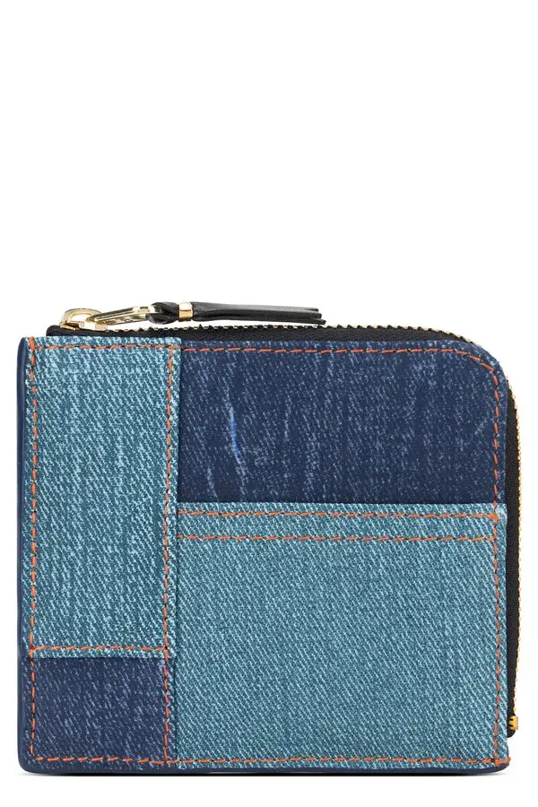 Comme Des Garçons Compact Mini Zip Wallet With Patchwork Effect