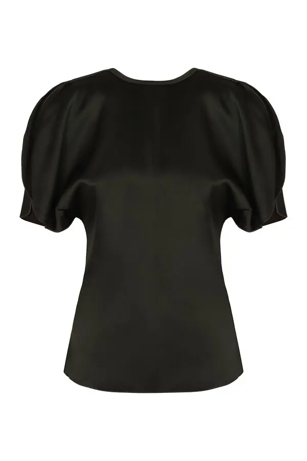 Victoria Beckham Draped Sleeve Blouse With Voluminous Draping - Black