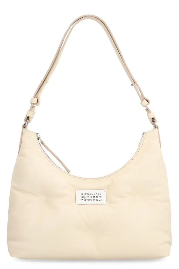 MAISON MARGIELA Quilted Leather Glam Slam Mini Hobo Handbag - Panna