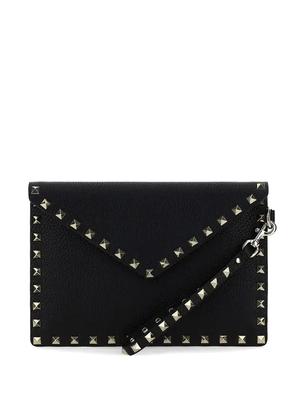 Valentino Garavani Rockstud Medium Flat Pouch Handbag - Nero
