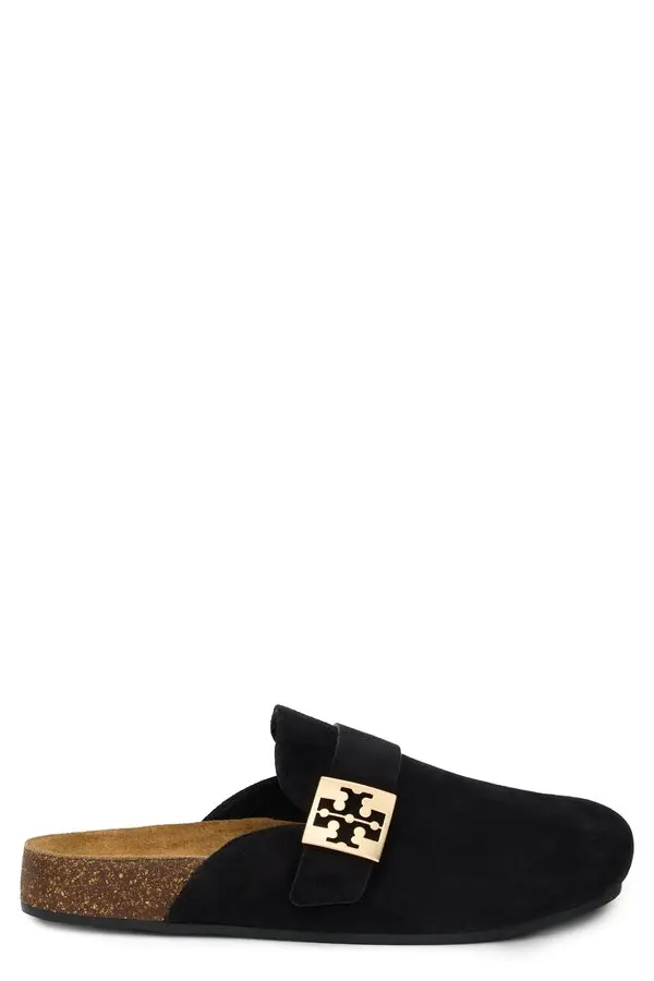 Tory Burch Suede Mule With Metallic Detail