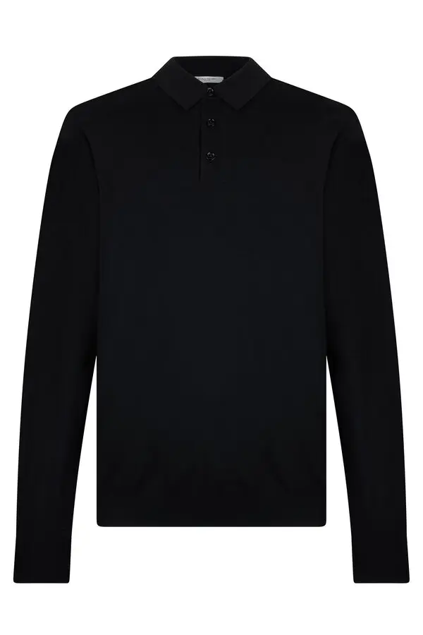 PAOLO PECORA Knit Long-sleeve Polo With Button-front Collar