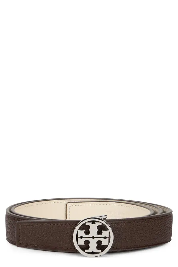 Tory Burch Miller Reversible Leather Belt With Statement Buckle - Brown