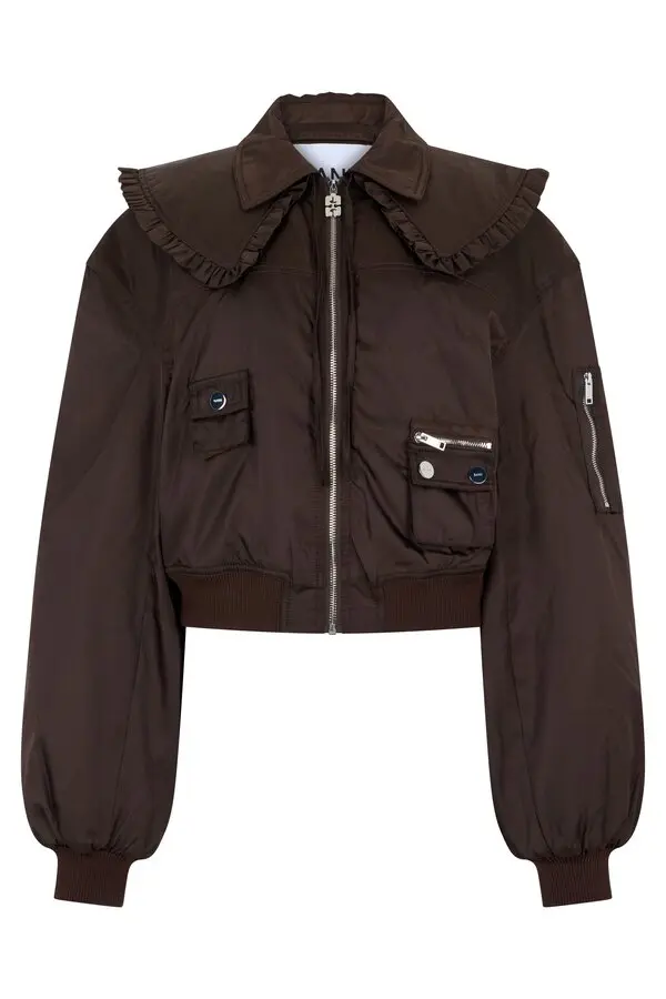 GANNI Bomber Jacket In Nylon Duchess
