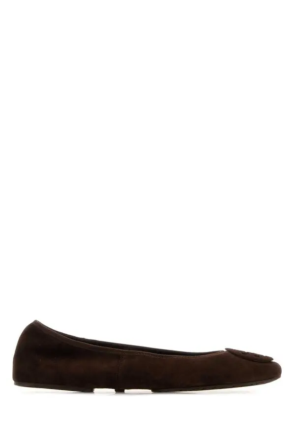 Tory Burch Tapered Suede Ballerina Flats - Brown