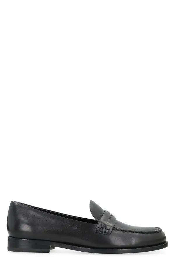 Tory Burch Leather Moccasin Loafers With Rounded Toe