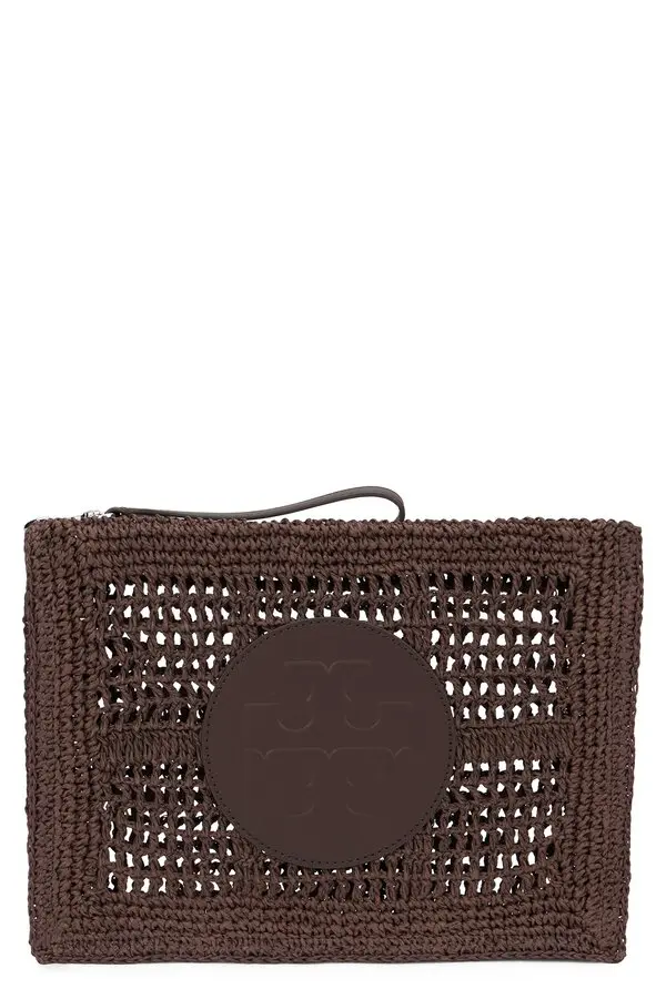 Tory Burch Ella Crochet Straw Purse With Handle