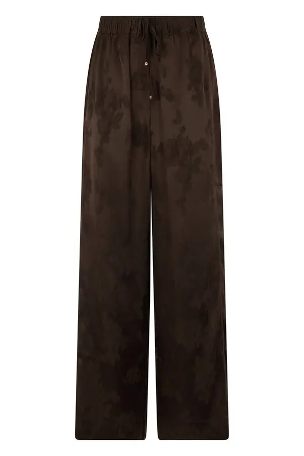 GANNI Jacquard Satin Straight-leg Pants With Elastic Waistband - Brown