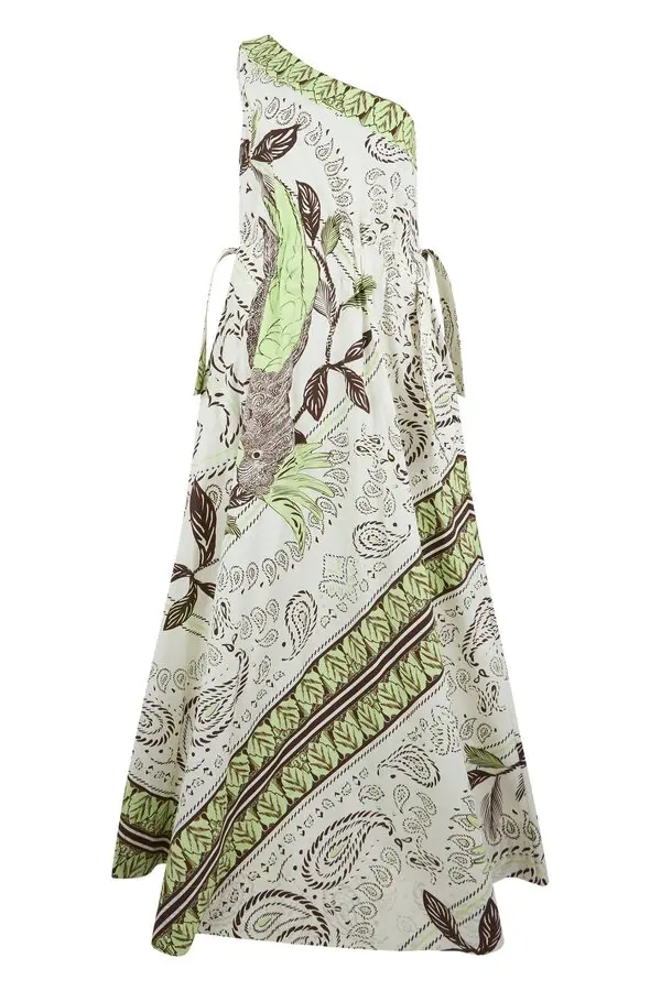 Tory Burch One-shoulder Printed Cotton-blend Dress - Multicolor