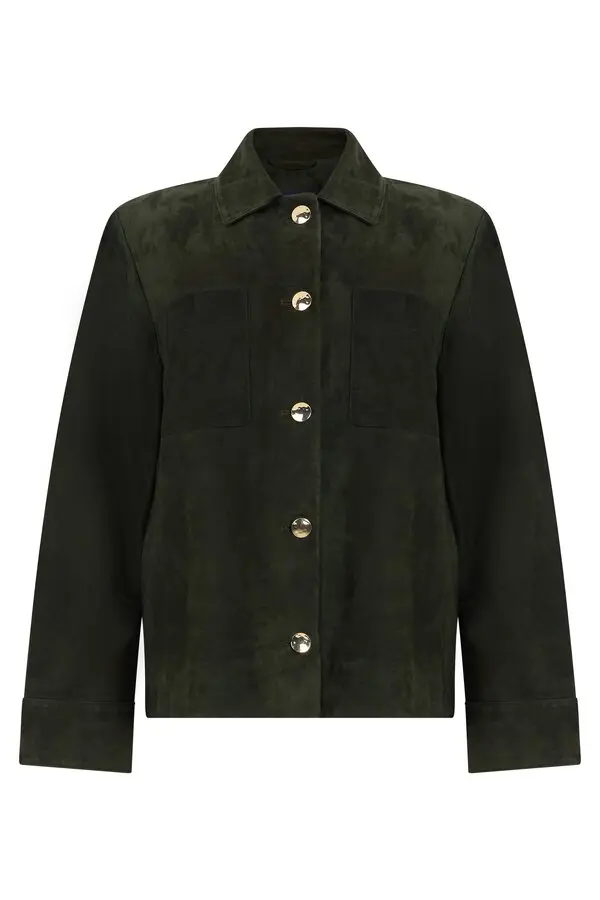 Max Mara Soft Lambskin Suede Button-front Jacket - Green