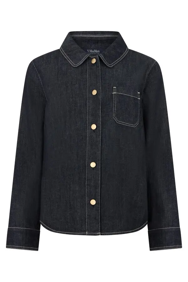 Max Mara Classic Denim Shirt With Button-front & Chest Pocket - Black