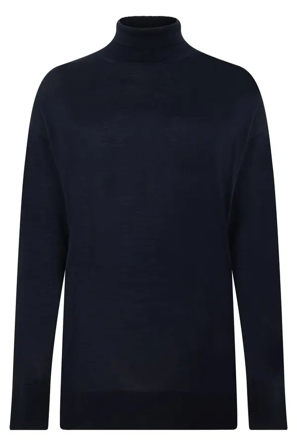 Max Mara Sculpted High-neck Virgin Wool Sweater - Blue