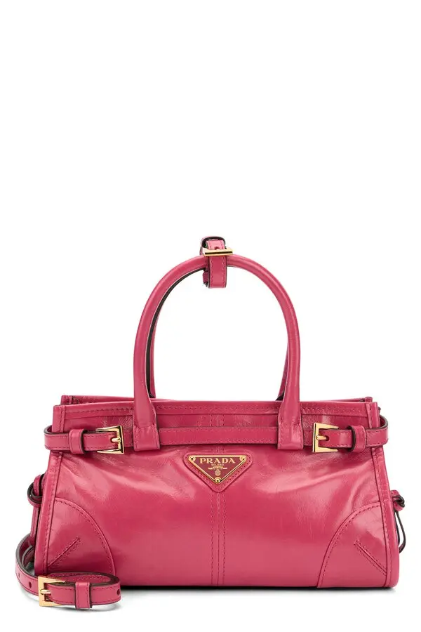 Prada Bonnie Mini Leather Handbag - Fuchsia