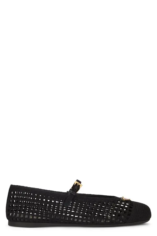 Prada Ballet Flats With Crochet Detailing