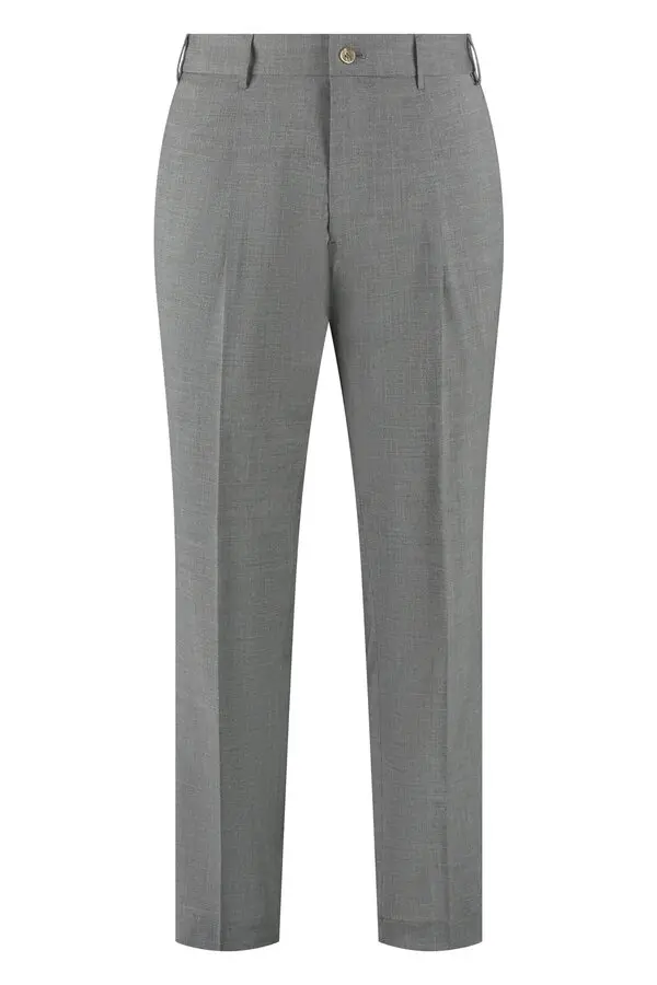 THE ALPHABET Stretch Wool-blend Tailored Trousers With Back Flap Pockets