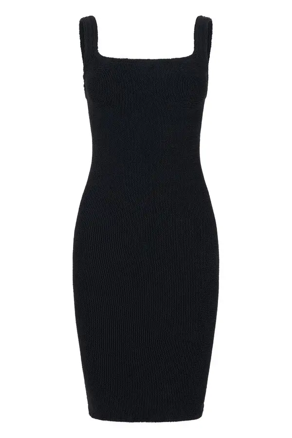 Hunza G Sleek Midi Dress With Square Neckline
