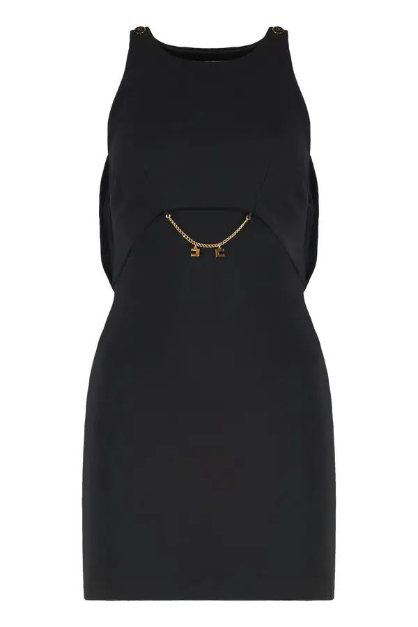 Elisabetta Franchi Logo Crepe Mini Dress - Black