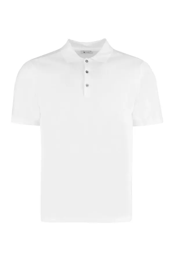 THE ALPHABET The Cotton Knit Polo Shirt With Side Slits - White