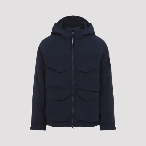 C.P. COMPANY Padded Hooded Lens Shell Jacket - Blue