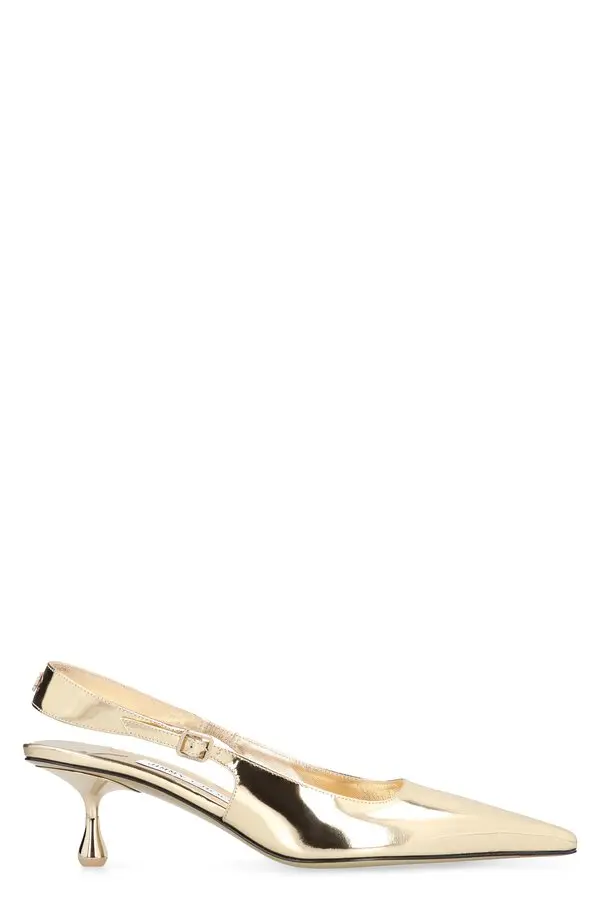 JIMMY CHOO Amel Pointed Toe Leather Slingback Pumps