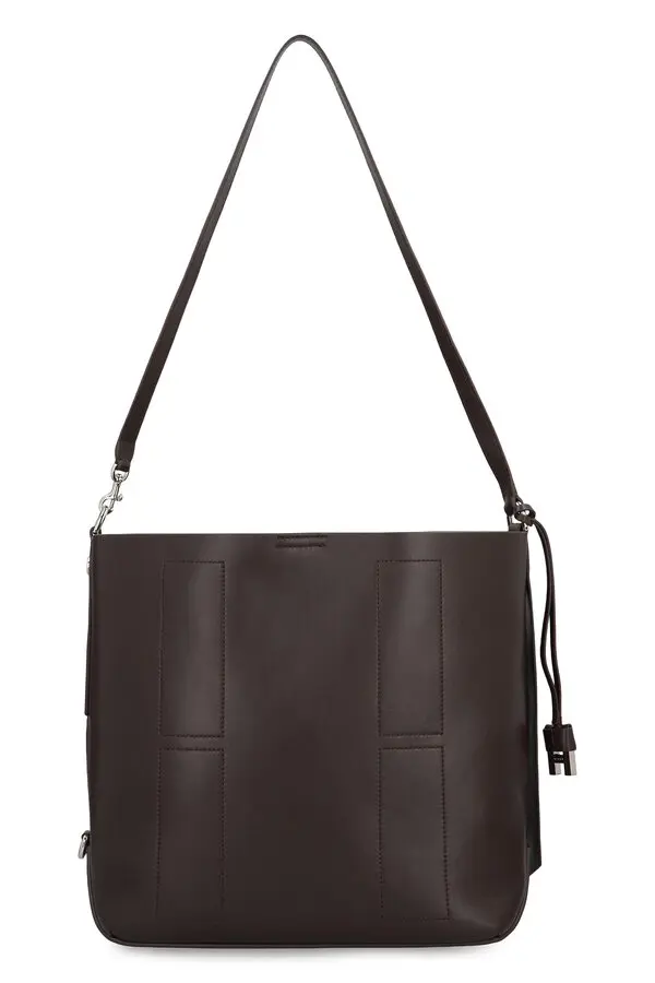 Hogan Leather Hobo Handbag With Adjustable Strap - Brown
