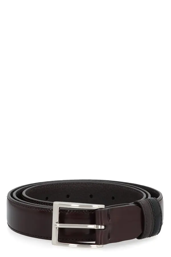 Hogan Reversible Calf Leather Belt With Statement Buckle