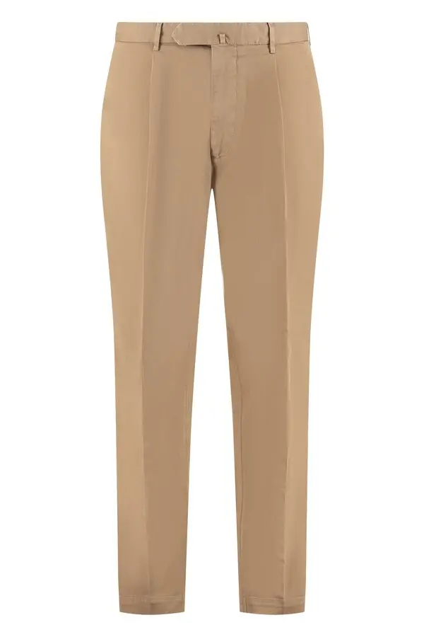 THE ALPHABET The Stretch Cotton Chino Trousers With Back Flap Pockets - Brown