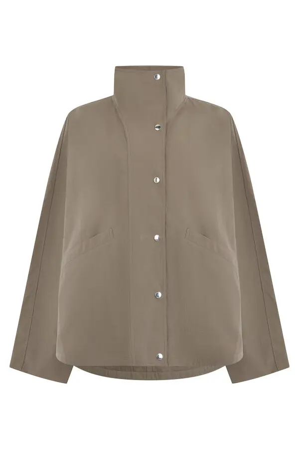 TOTEME Parachute Windbreaker Jacket With High Collar - Mud