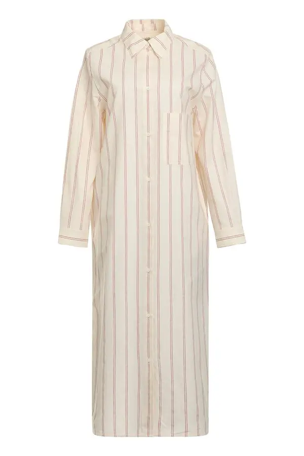 TOTEME Striped Cotton-silk Shirtdress With Side Pockets - Ecru