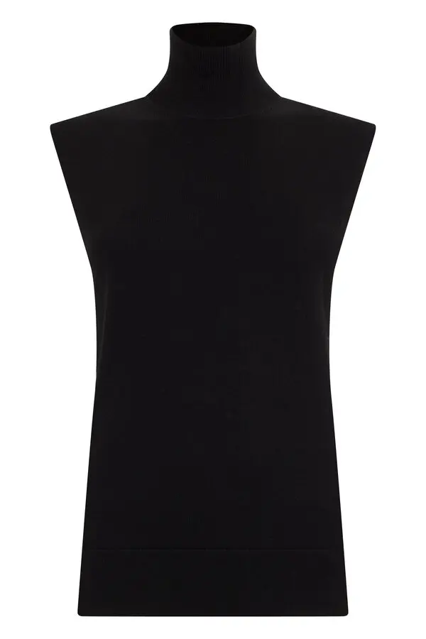 TOTEME Sleeveless Wool-silk High-collar Sweater - Black
