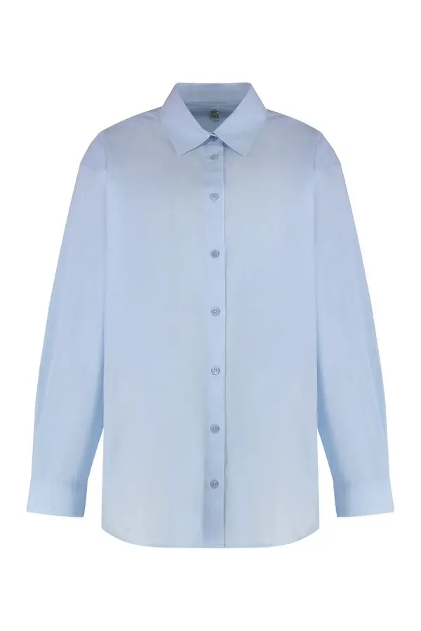TOTEME Cotton Long-sleeve Button-front Shirt - Light Blue