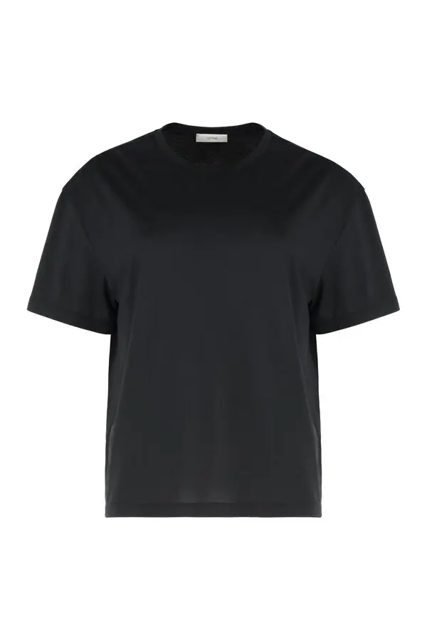TOTEME Ribbed Crew Neck T-shirt In Cotton Blend - White