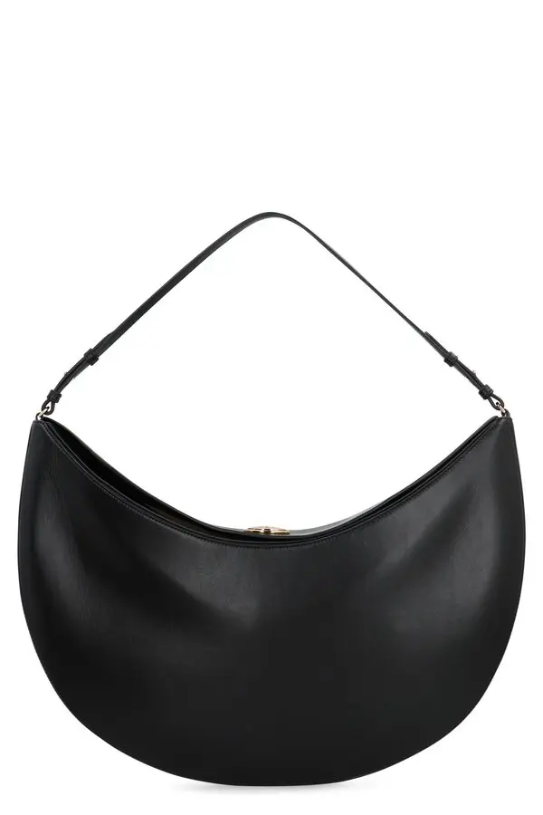 Jacquemus Ovalo Large Hobo Handbag, 49cm Width Smooth Calf Leather - Black
