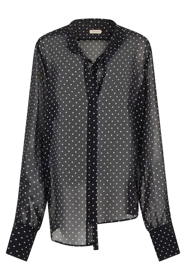 THE MANNEI Elegant Silk Polka Dot Shirt