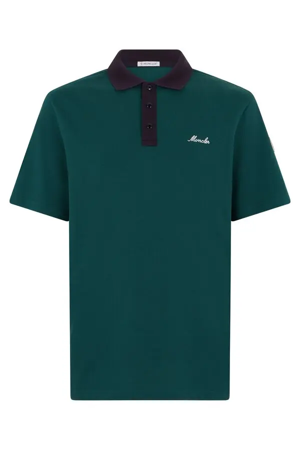 Moncler Short Sleeve Polo In Pique Cotton