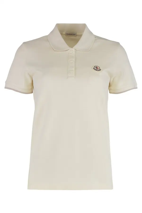 Moncler Cotton Piqué Polo Shirt With Logo - White