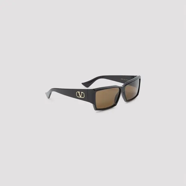 Valentino Garavani Acetate Cat Eye Sunglasses With Gold Tone V Logo - Black