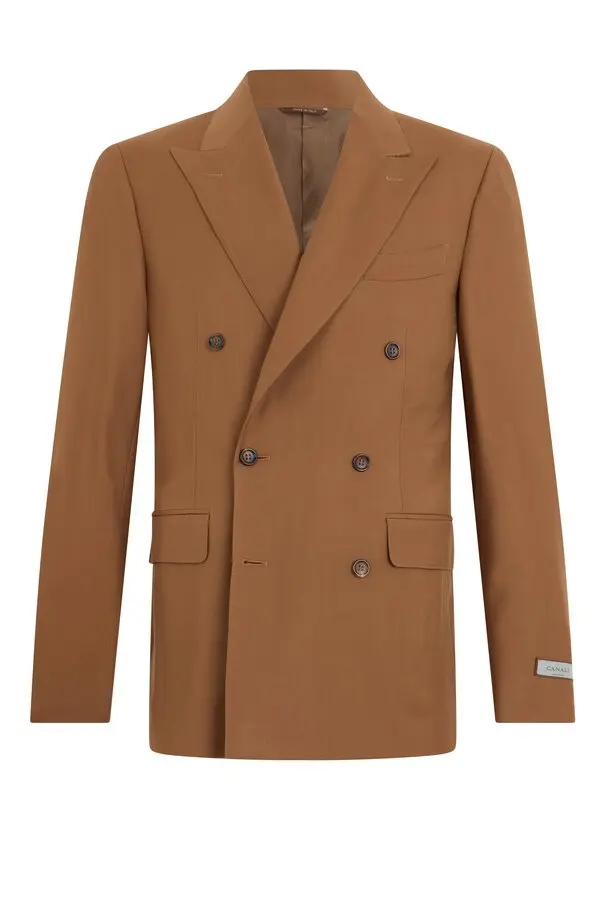 Canali Double-breasted Wool Jacket - Brown