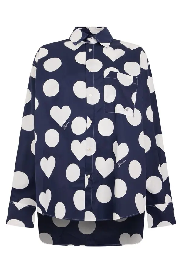 Jacquemus Long-sleeve Jacquard-style Heart & Polka Dot Shirt - Blue