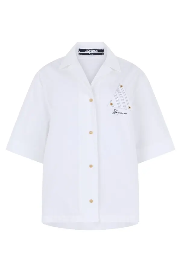 Jacquemus Short-sleeve Cotton Shirt With Button Front And Classic Collar - White