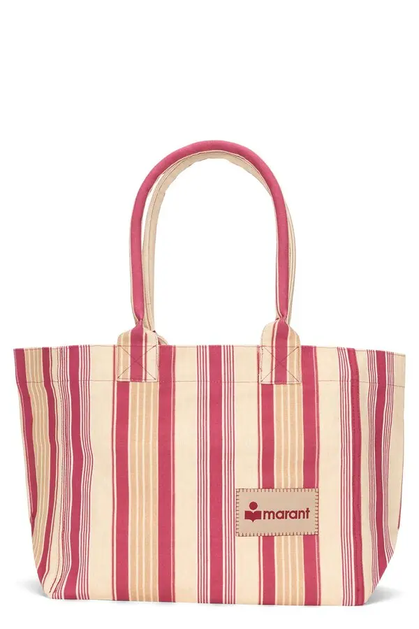 Isabel Marant Étoile Tote Handbag With Logo Patch And Striped Design - Multicolor
