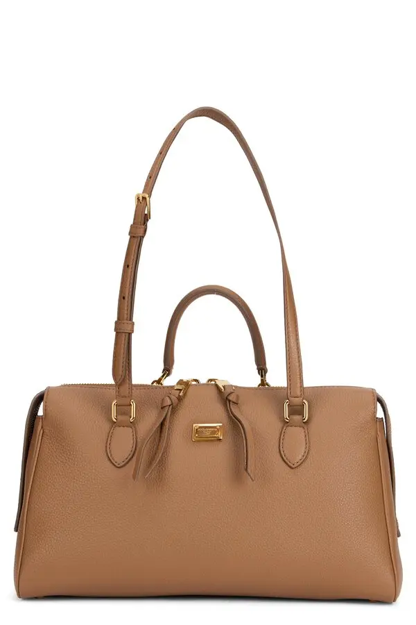 Dolce & Gabbana Structured Leather Tote Handbag With Zip Closure And Long Handles