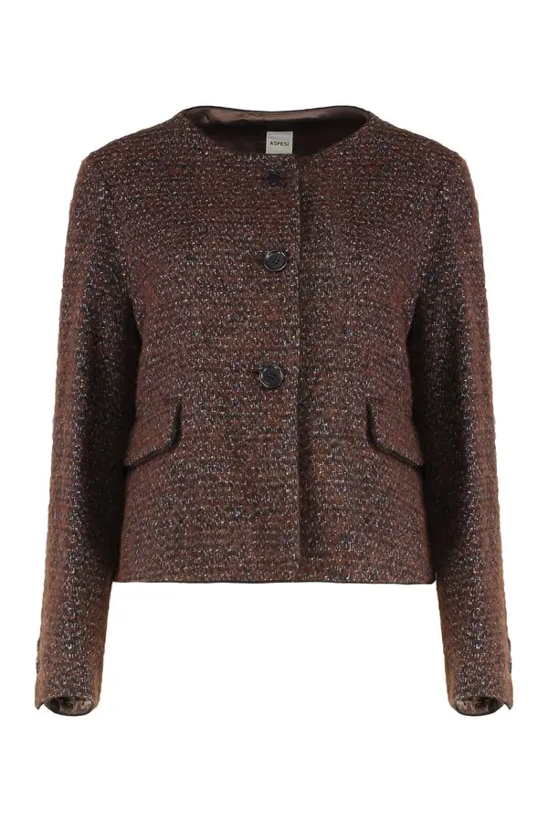Aspesi Short Cut Button-front Jacket Sweater With Flap Pockets