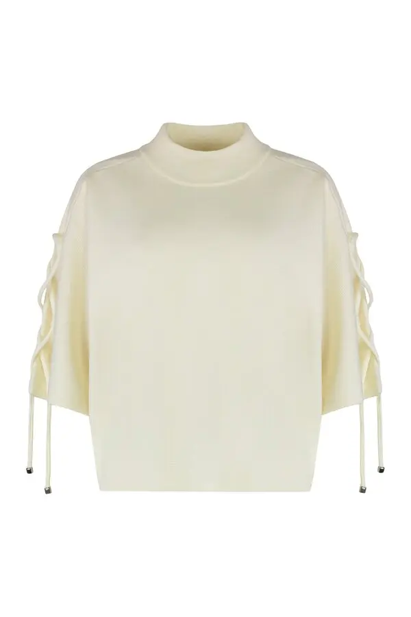 Max Mara Sweater With High Collar In Virgin Wool - Panna