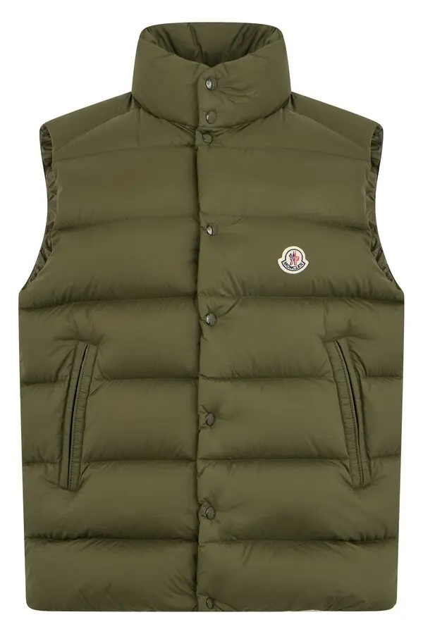 Moncler Padded High Collar Gilet - Khaki