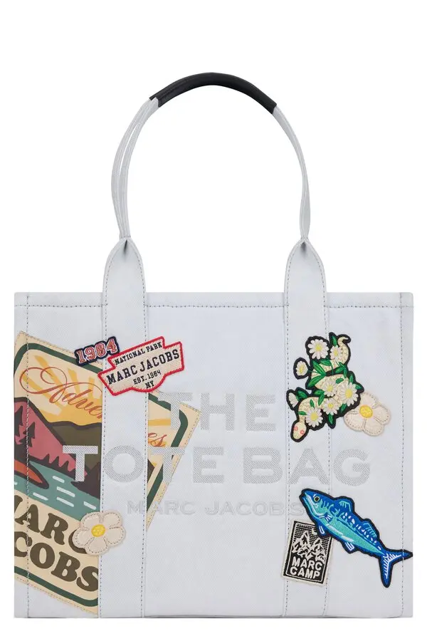 Marc Jacobs Tote Handbag Handbag With Applications 7" X 13.4" X 16.5 - White