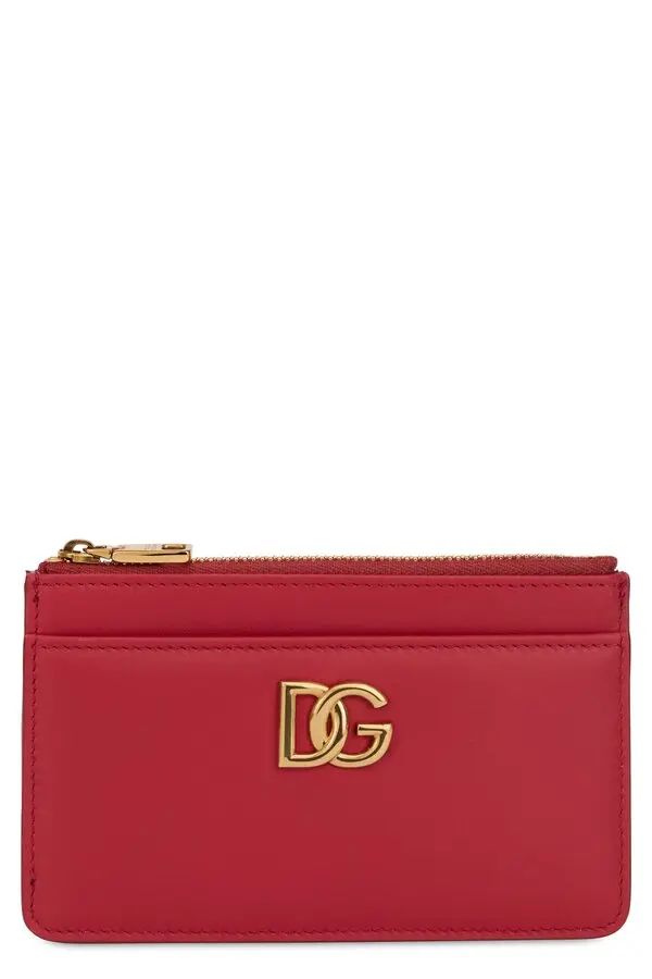 Dolce & Gabbana Leather Card Holder With Zip, 10 Cm X 7.5 Cm X 0.5 Cm