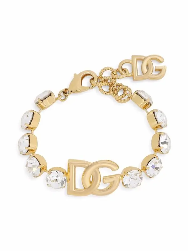 Dolce & Gabbana Logo Lettering Crystal Mini Bracelet - Oro